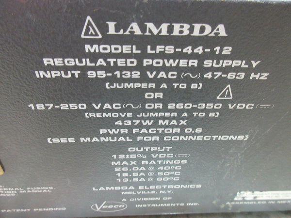 NEMIC LAMBDA REGULATED POWER SUPPLY MODEL LFS-44-12 CNC EDM – arpimachinesales